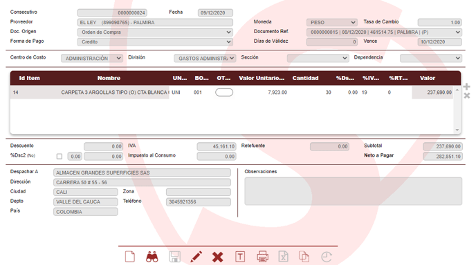 ¿Cómo hacer una remisión de proveedor con base a orden de compra?