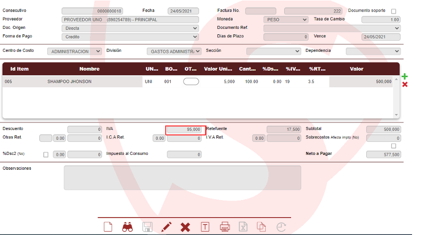 ¿Cómo hacer una factura de compra adicionando el IVA al costo?