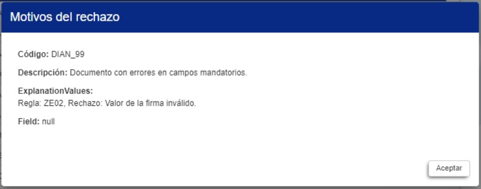 ¿Qué significa la Regla de rechazo ZE02?